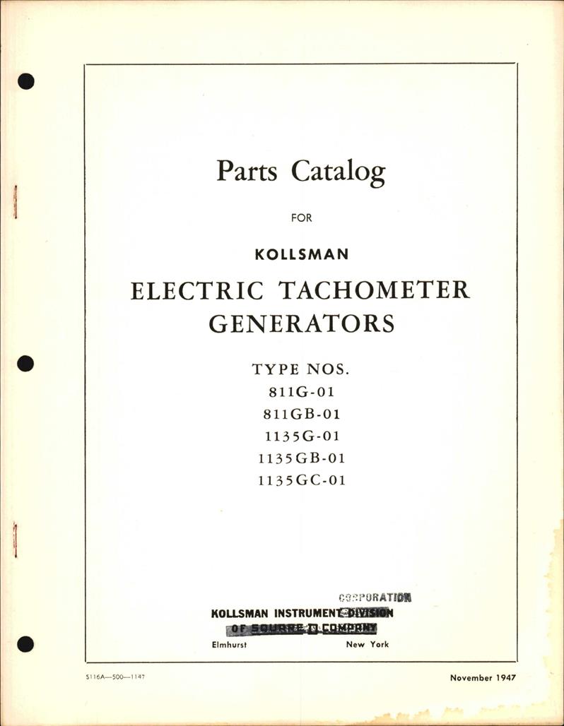 Parts Catalog for Kollsman Electric Tachometer Generators - AirCorps ...