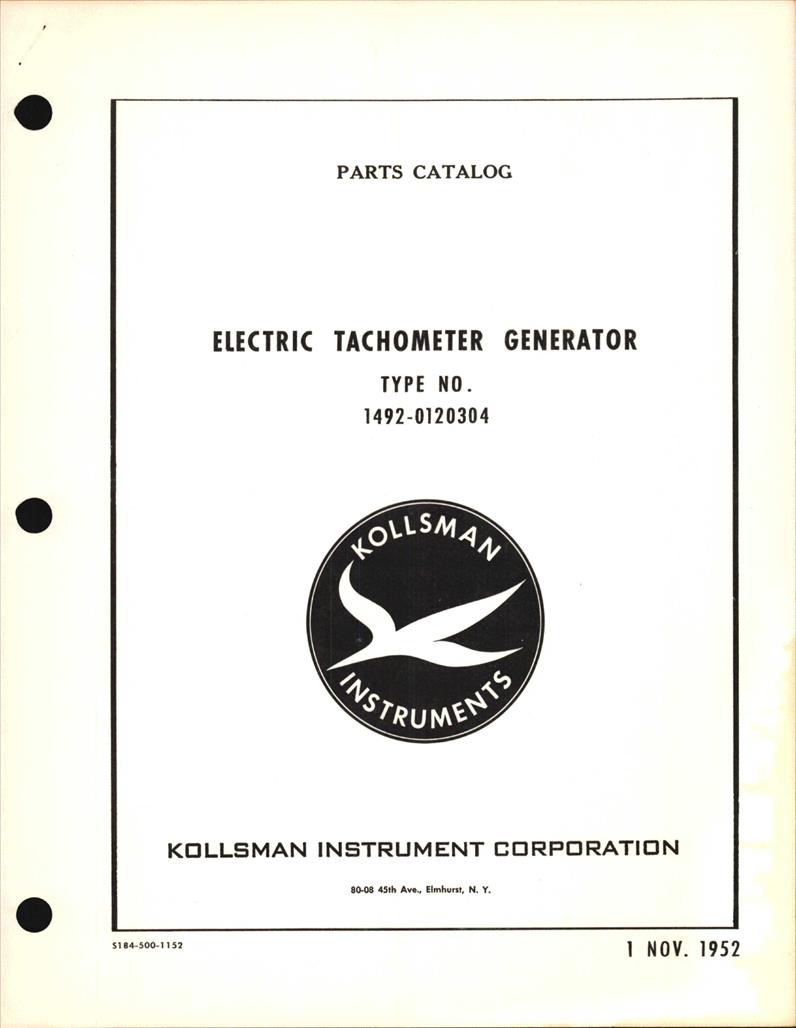 Parts Catalog for Kollsman Electric Tachometer Generator ...
