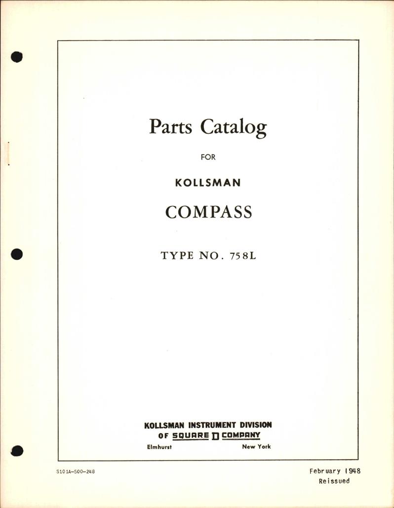Parts Catalog for Kollsman Compass Type 758L - AirCorps Library