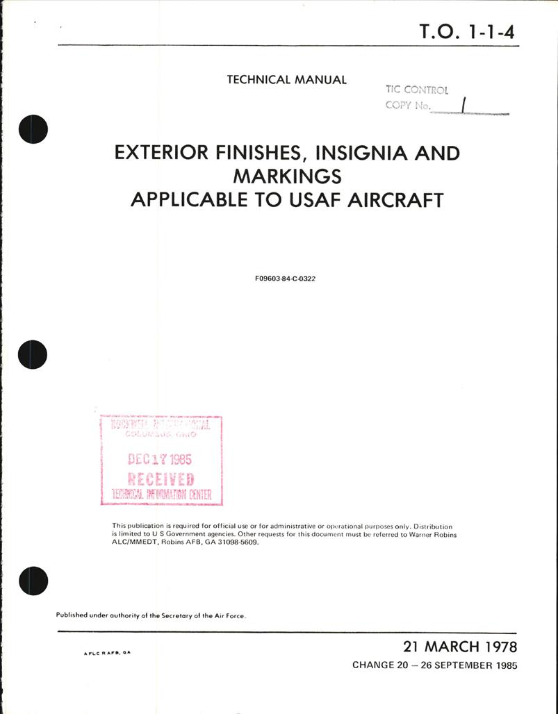 Exterior Finishes, Insignia and Markings for USAF Aircraft - Change ...