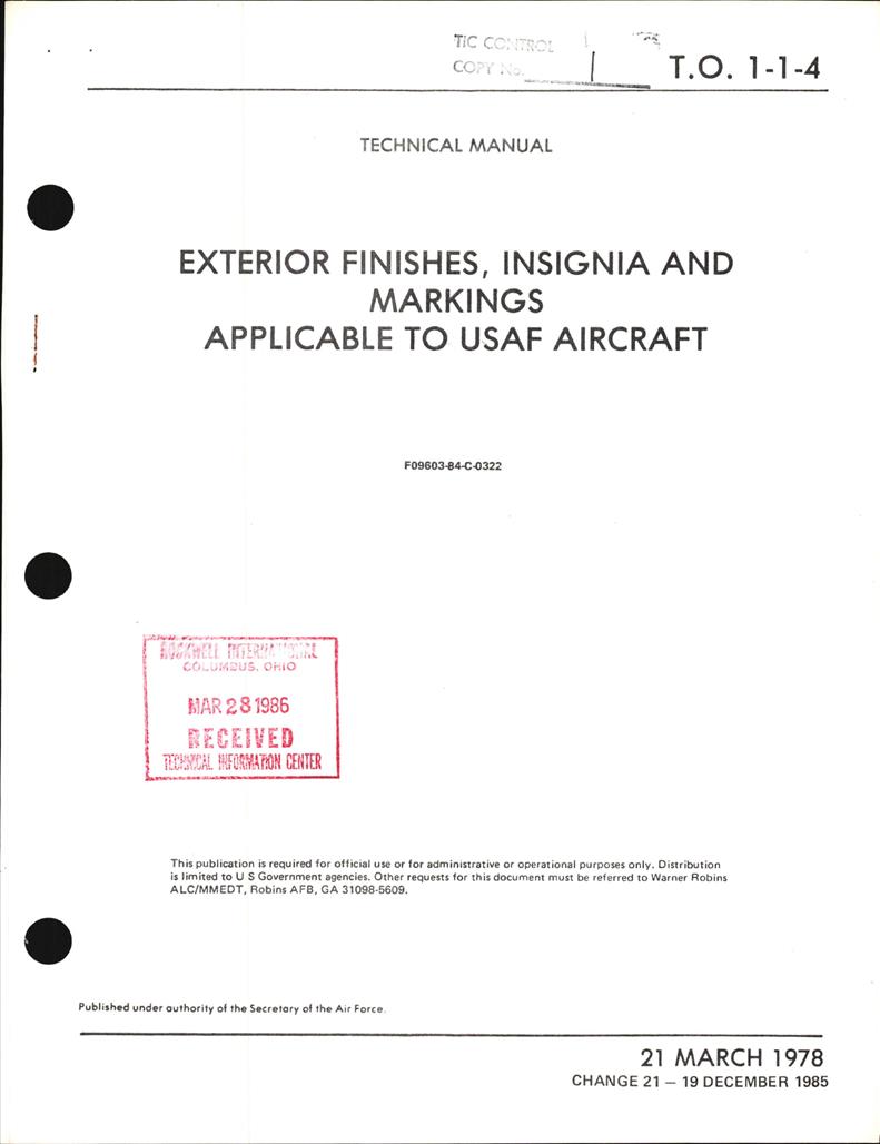 Exterior Finishes, Insignia and Markings for USAF Aircraft - Change ...