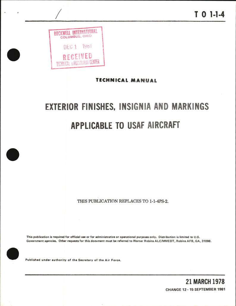Exterior Finishes, Insignia and Markings for USAF Aircraft - Change ...