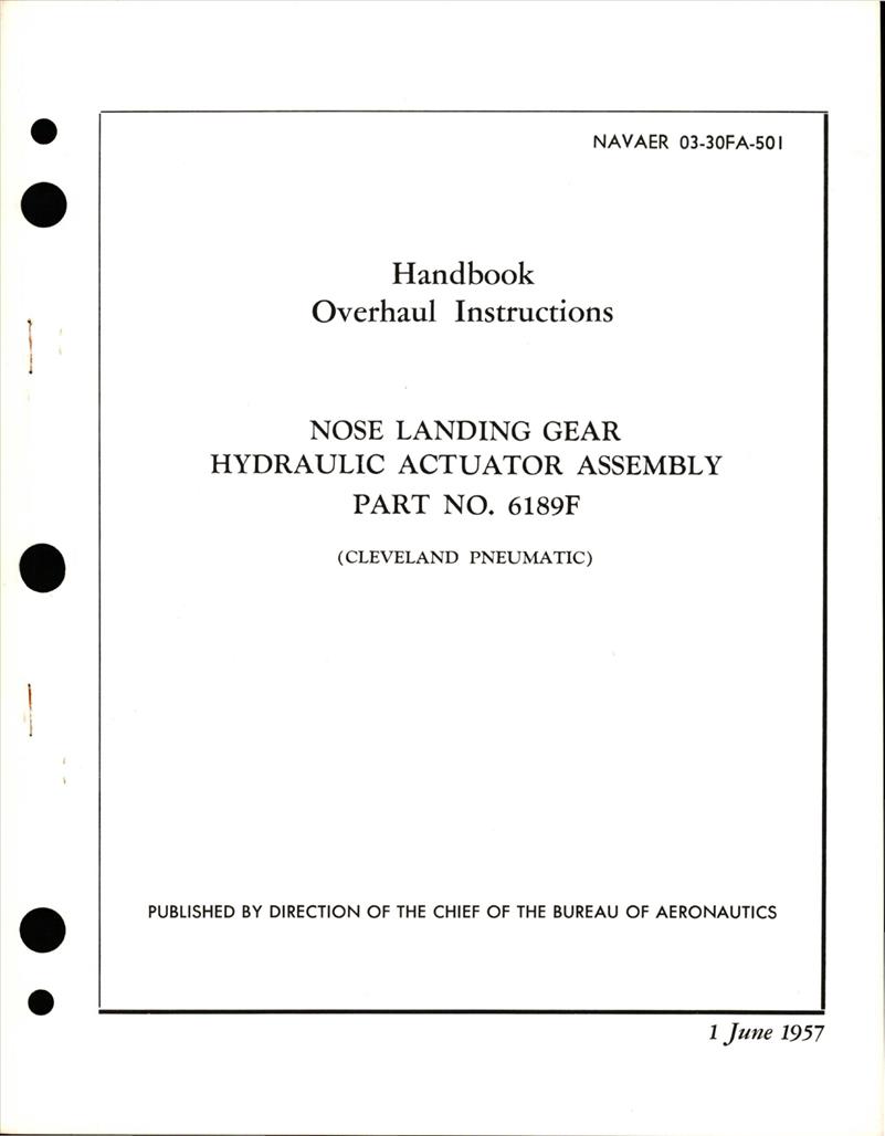 Overhaul Instructions for Nose Landing Gear Hydraulic Actuator Assembly - Part 6189F ...