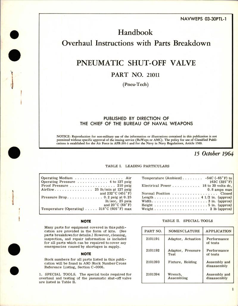 Overhaul Instructions with Parts Breakdown for Pneumatic Shut-Off Valve ...