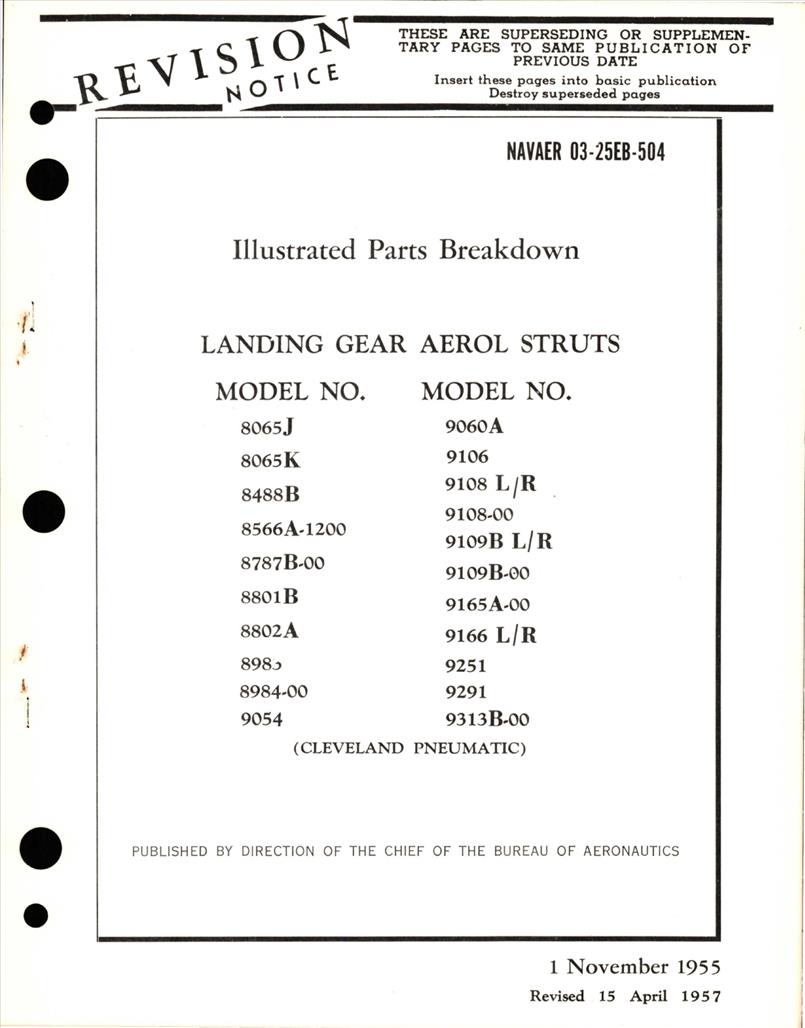 Illustrated Parts Breakdown for Landing Gear Aerol Struts ...
