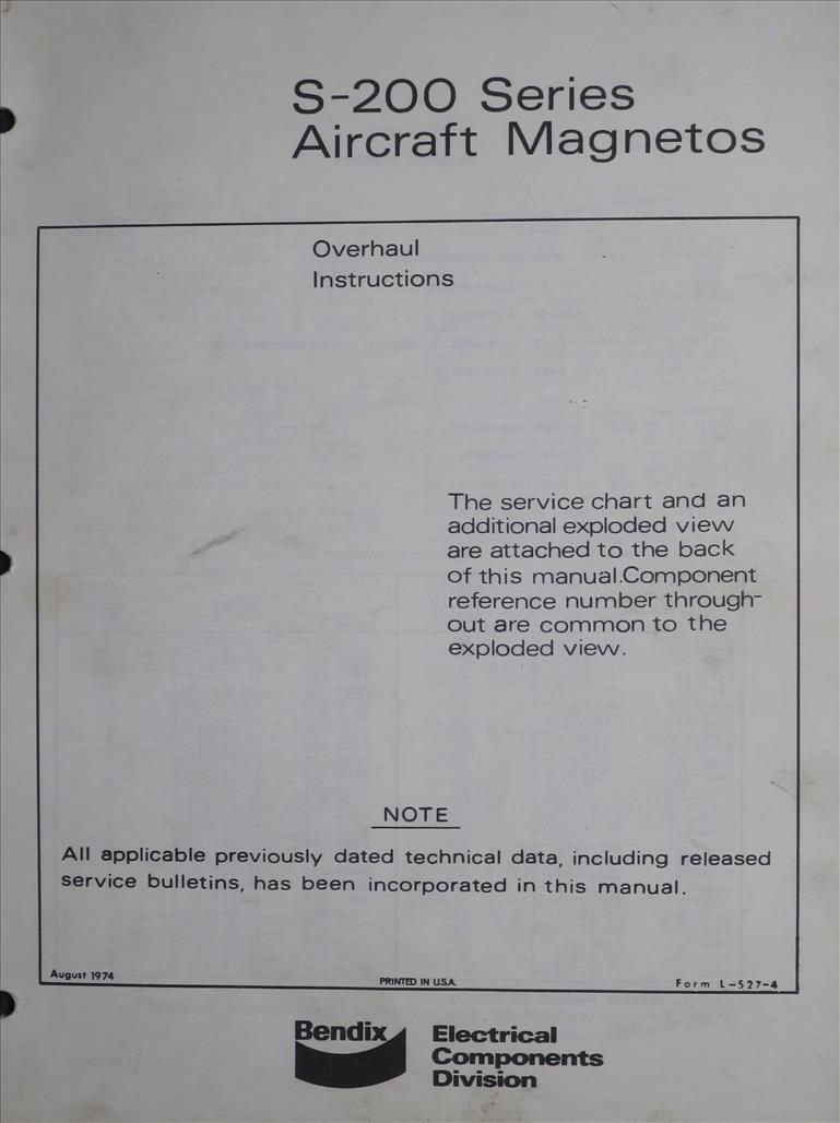 Overhaul Instructions for Bendix S-200 Series Magnetos - AirCorps Library