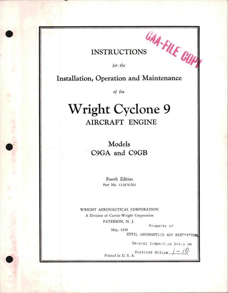 Install, Operation, and Maintenance for Cyclone 9 Models C9GA and C9GB - AirCorps Library