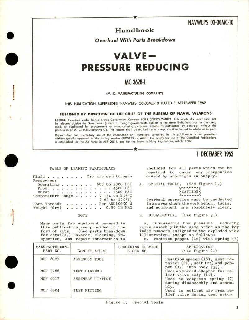 Overhaul with Parts Breakdown for Pressure Reducing Valve - MC 3628-1 ...
