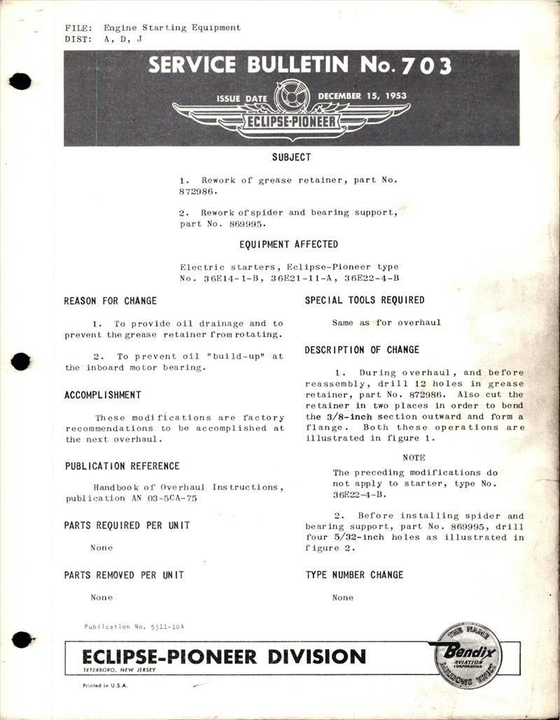 Rework of Grease Retainer and Spider and Bearing Support - Parts 872986 ...