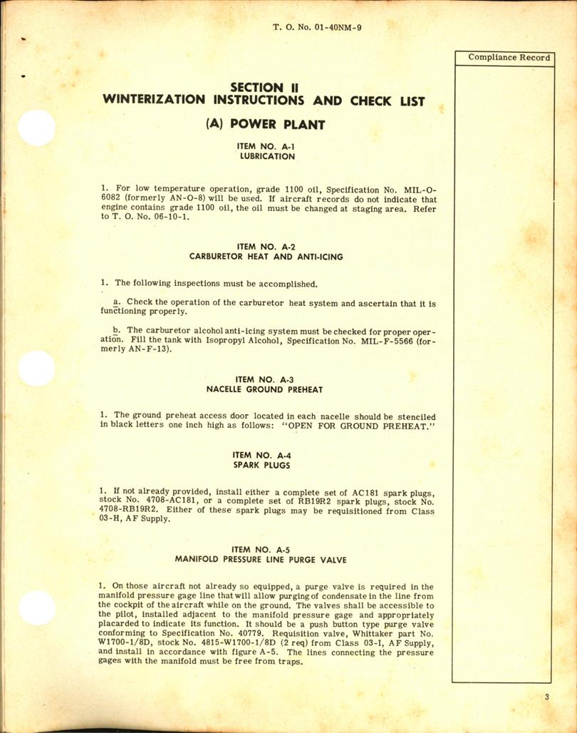 Winterization Instructions and Check List for C-54D, E, and G Aircraft - AirCorps Library