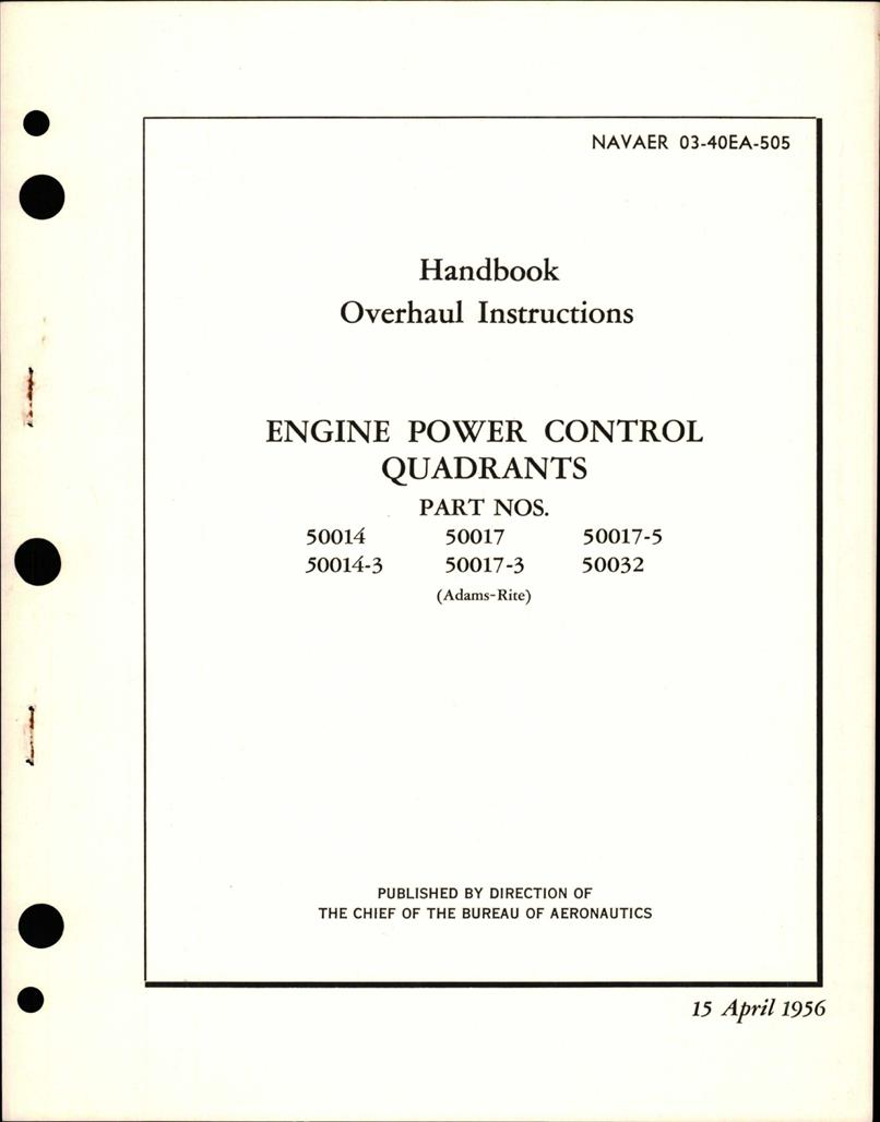 Overhaul Instructions for Engine Power Control Quadrants - AirCorps Library