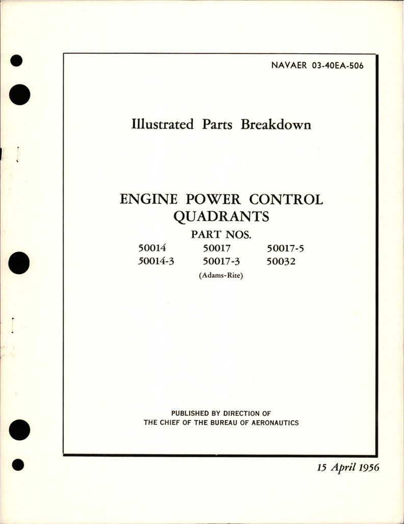 Illustrated Parts Breakdown for Engine Power Control Quadrants ...