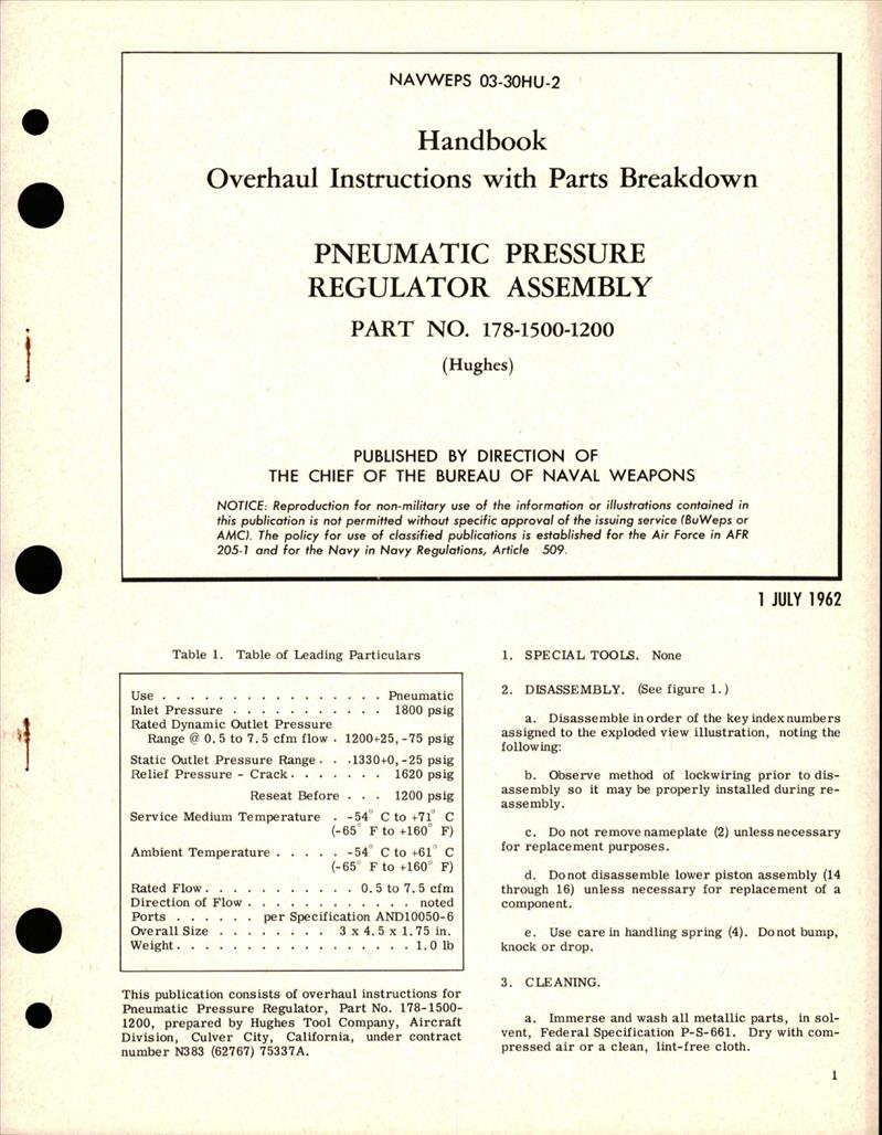 Overhaul Instructions with Parts Breakdown for Pneumatic Pressure Regulator Assembly - Part 178 ...