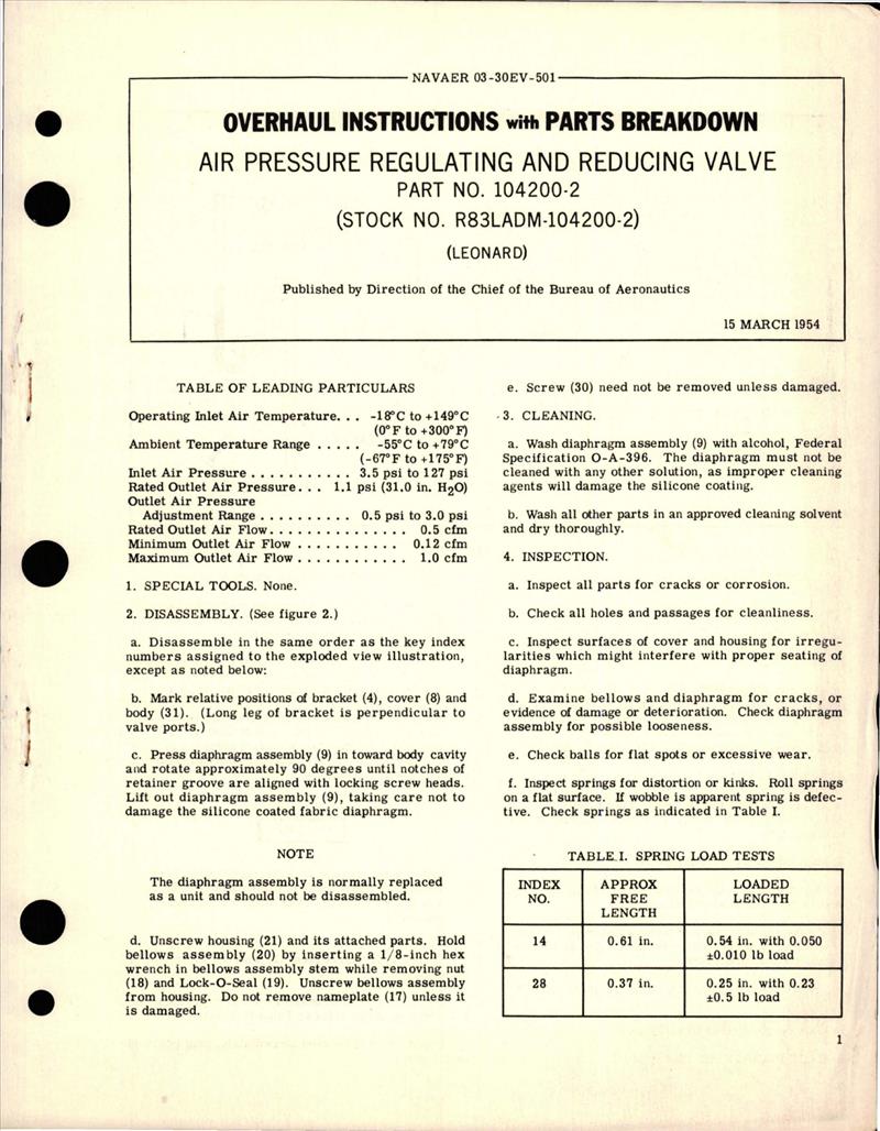 Overhaul Instructions with Parts Breakdown for Air Pressure Regulating ...