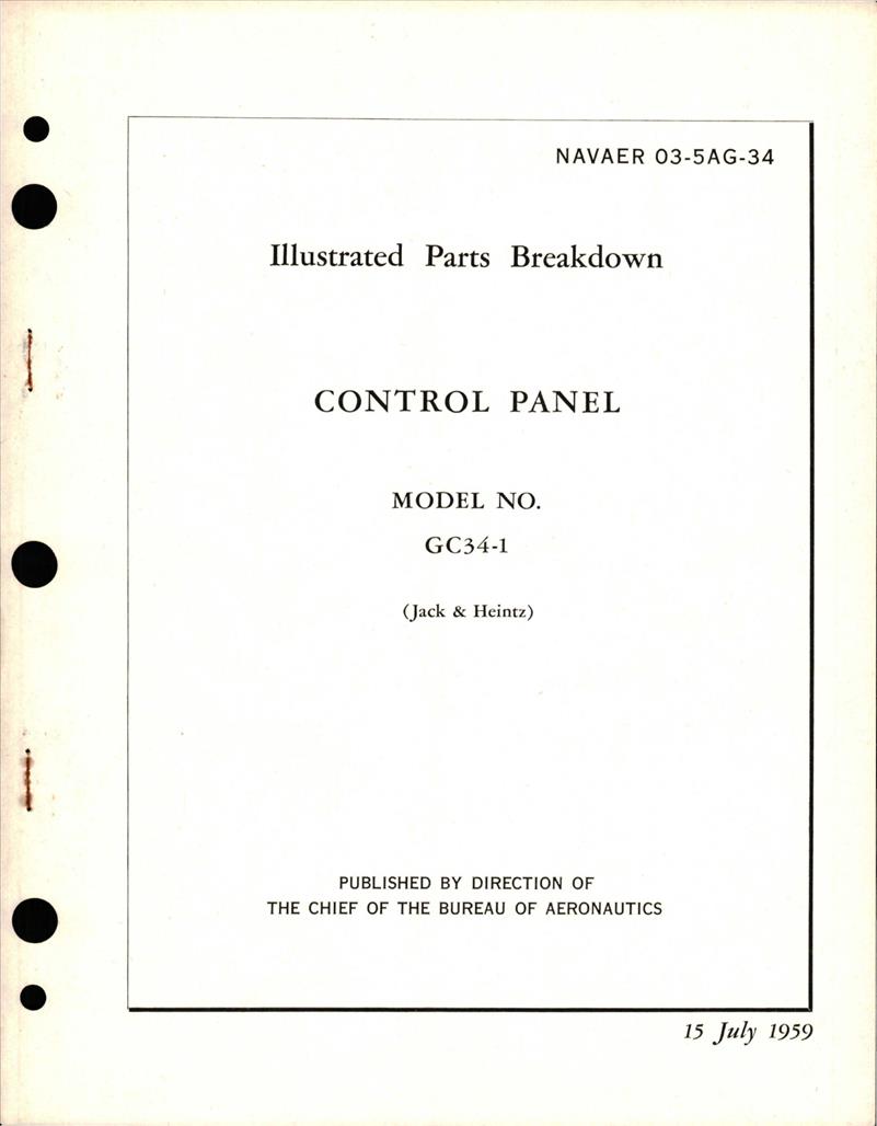 Illustrated Parts Breakdown for Control Panel - Model GC34-1 - AirCorps ...